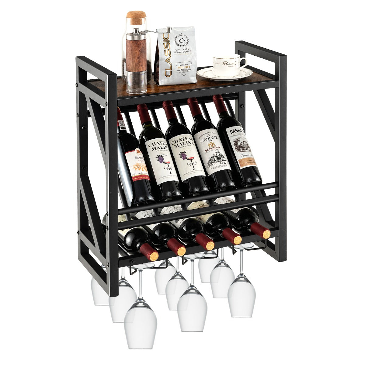 Elegantes Weinregal Schmal Und Hoch Bilder